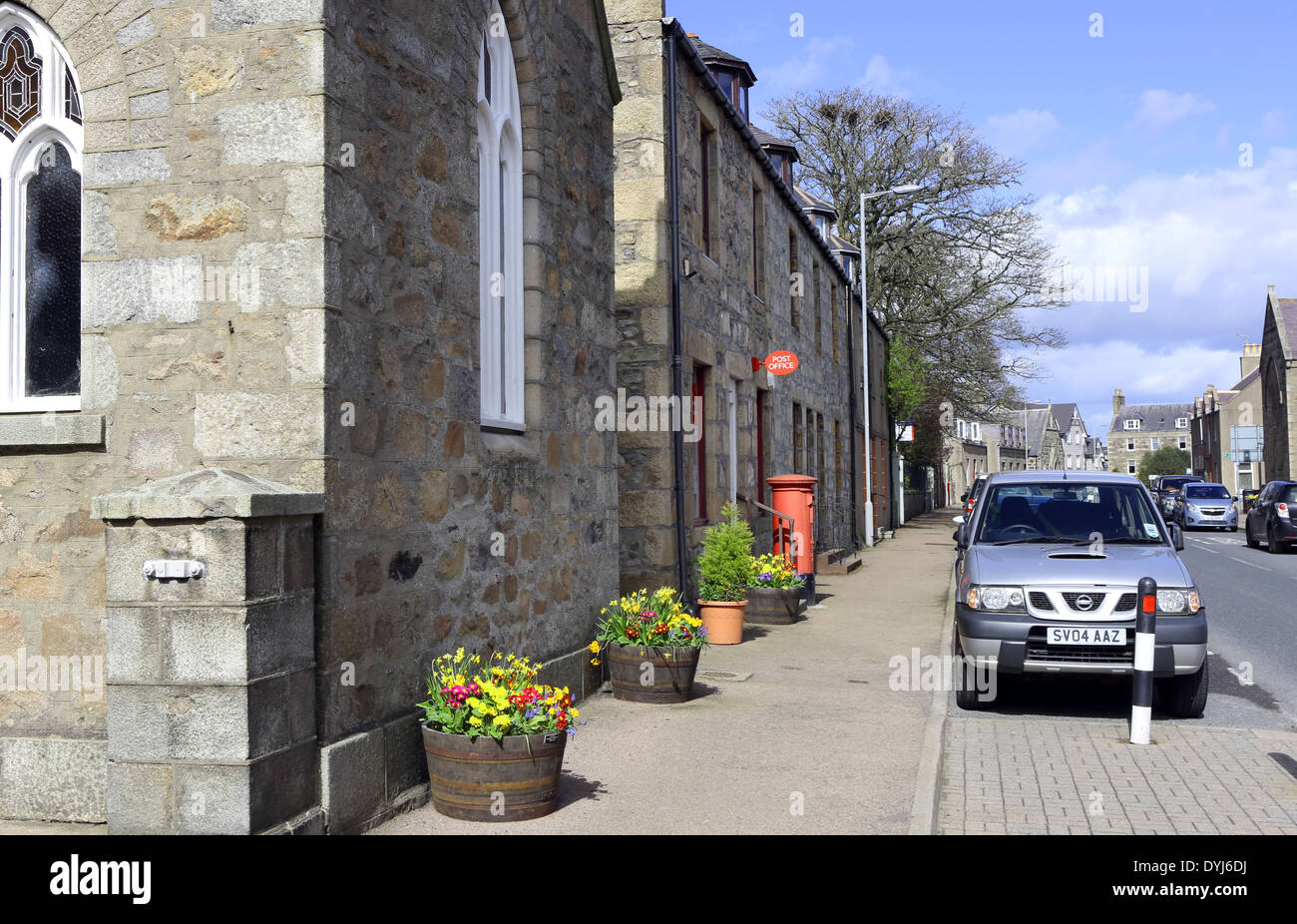 The main street in the village of Newburgh, Aberdeenshire, Scotland, UK ...