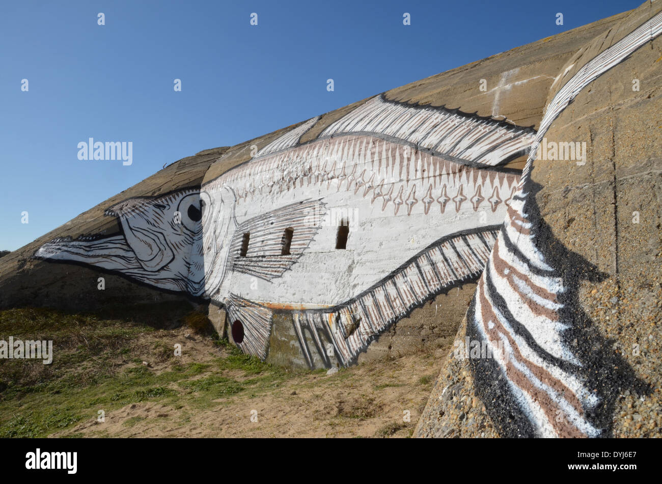 WW2: remains of the German Atlantic wall in Brittany. Bunker in Etel ...