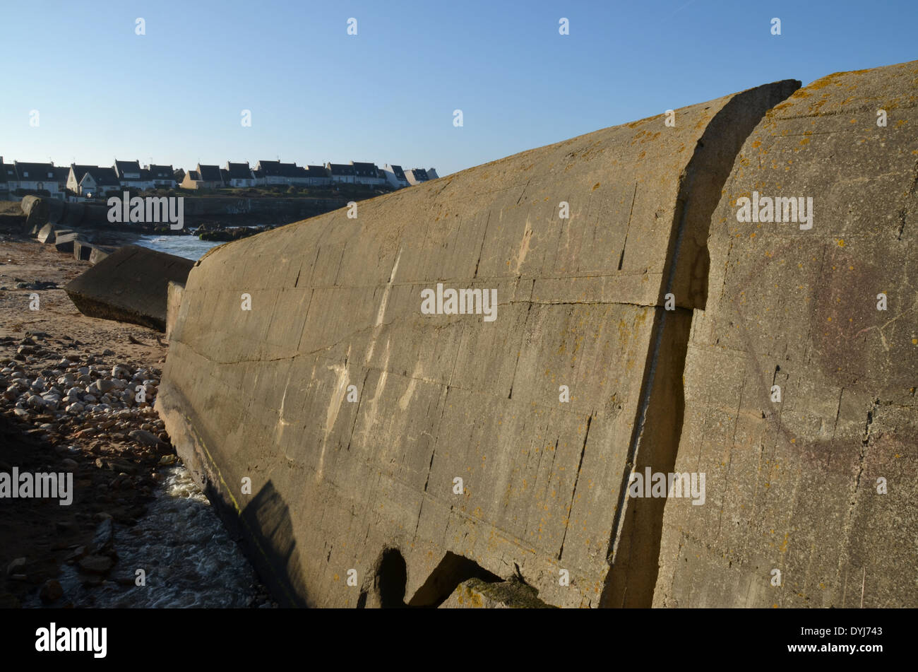 WW2: remains of the German Atlantic wall in Brittany. Wall in Le Fort ...