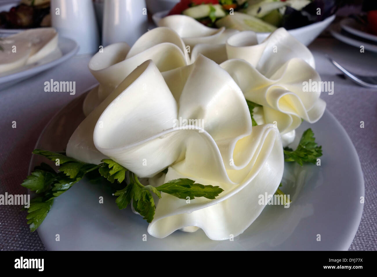 Leafs of Sulguni pickled Georgian cheese from the Samegrelo region ...