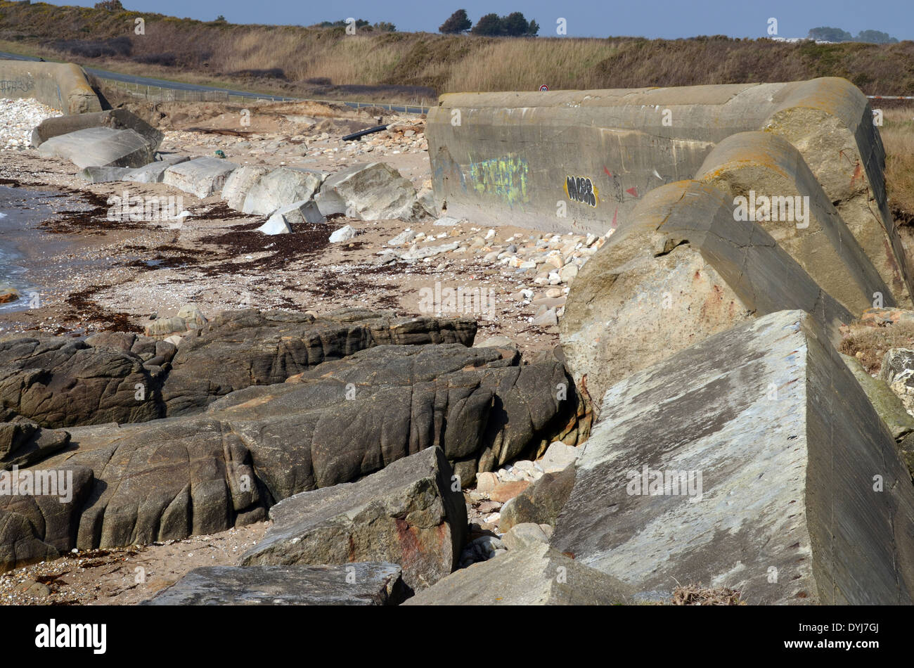 WW2: remains of the German Atlantic wall in Brittany. Wall in Le ...