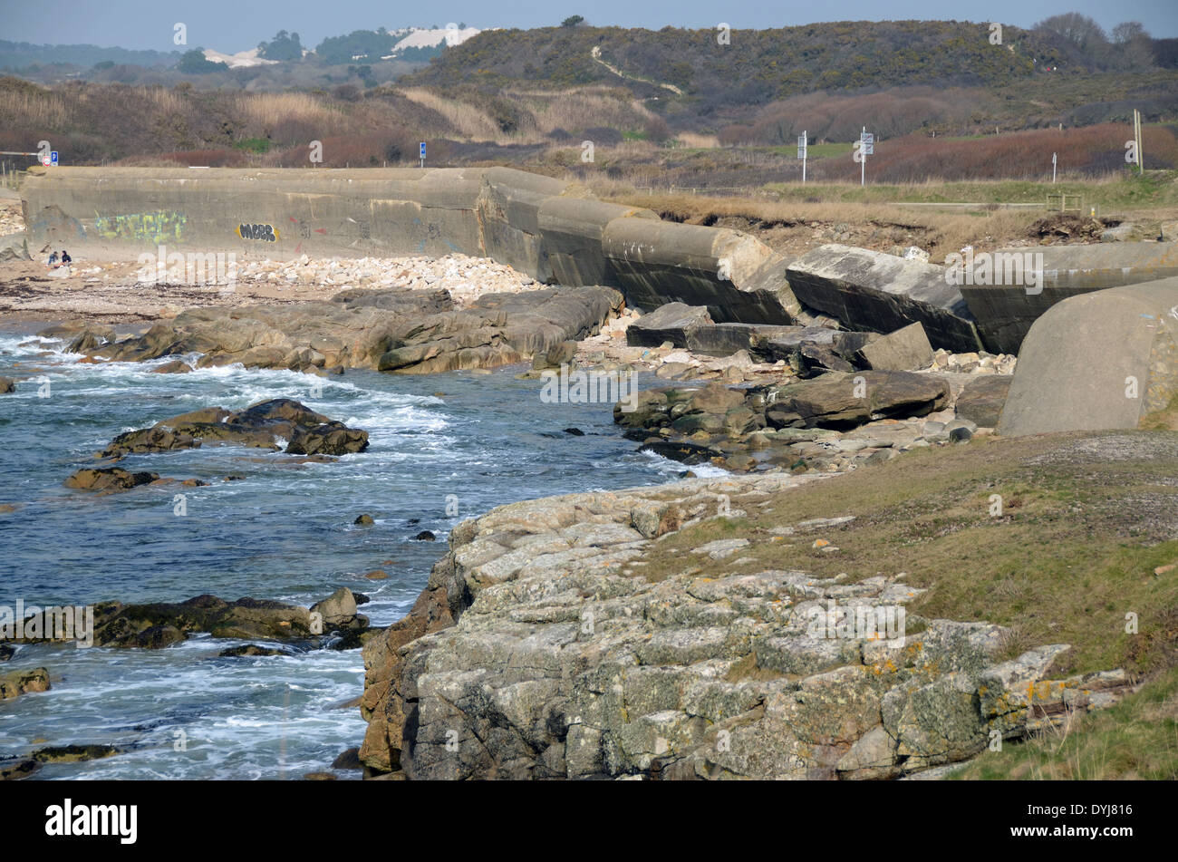 WW2: remains of the German Atlantic wall in Brittany. Wall in Le ...