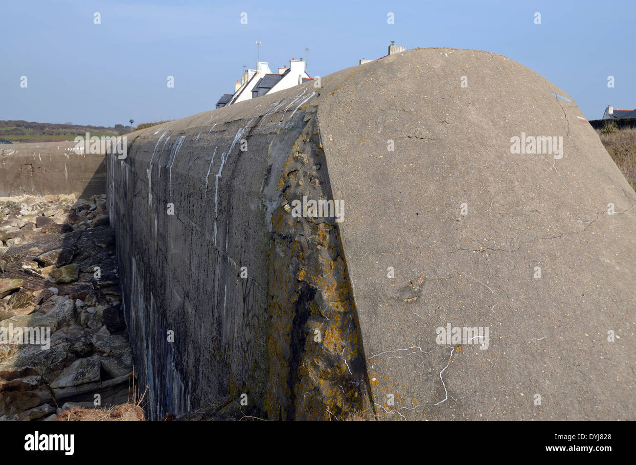 WW2: remains of the German Atlantic wall in Brittany. Wall in Le ...