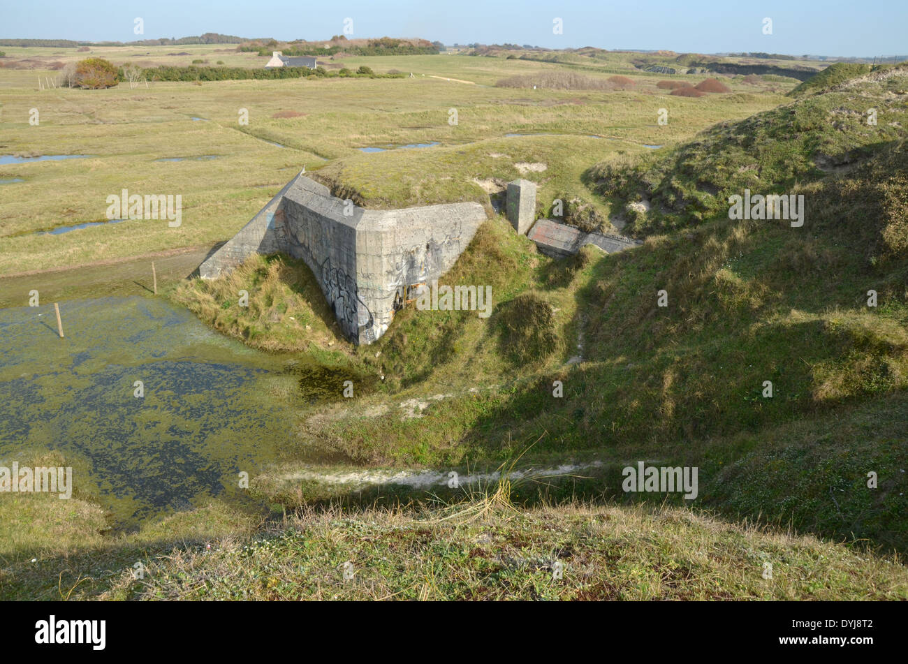 WW2: remains of the German Atlantic wall in Brittany. The coastal ...