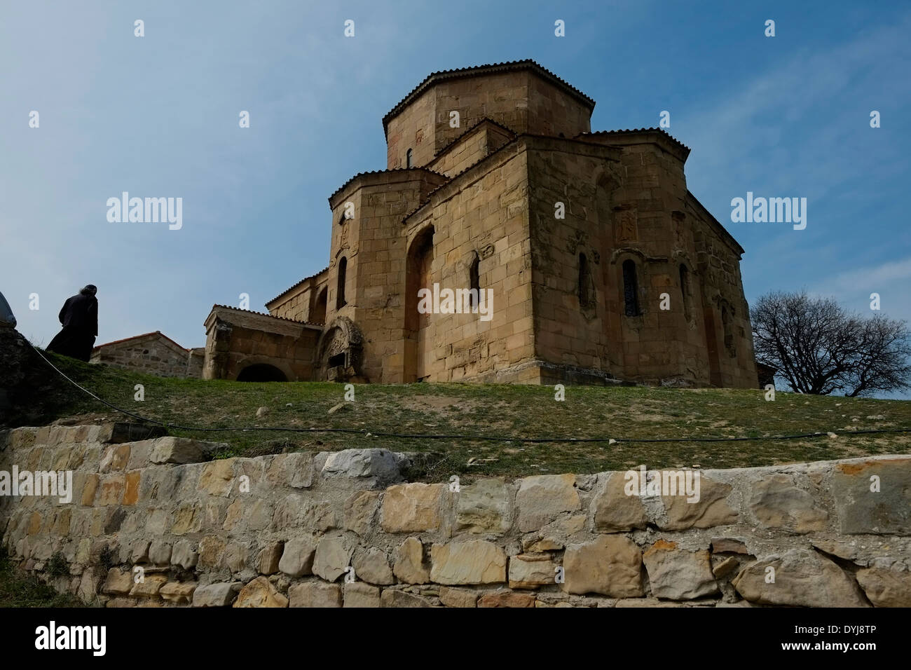 View of the 6th century Georgian Orthodox Jvari monastery with domed ...
