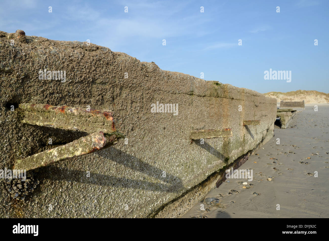 WW2: remains of the German Atlantic wall in Brittany. Road used to ...