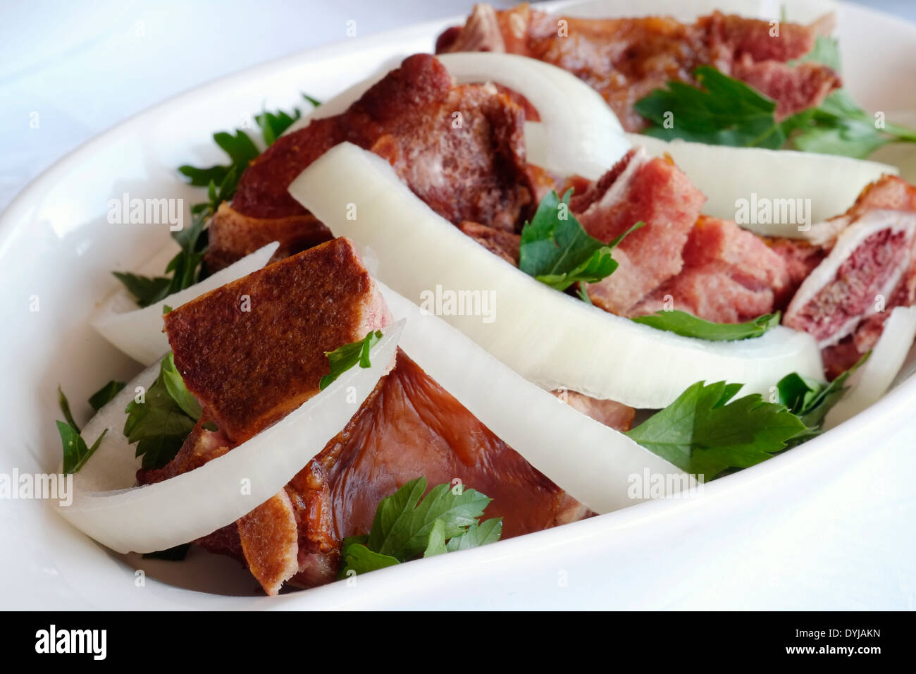 Traditional Chakapuli served in a restaurant in the Republic of Georgia ...