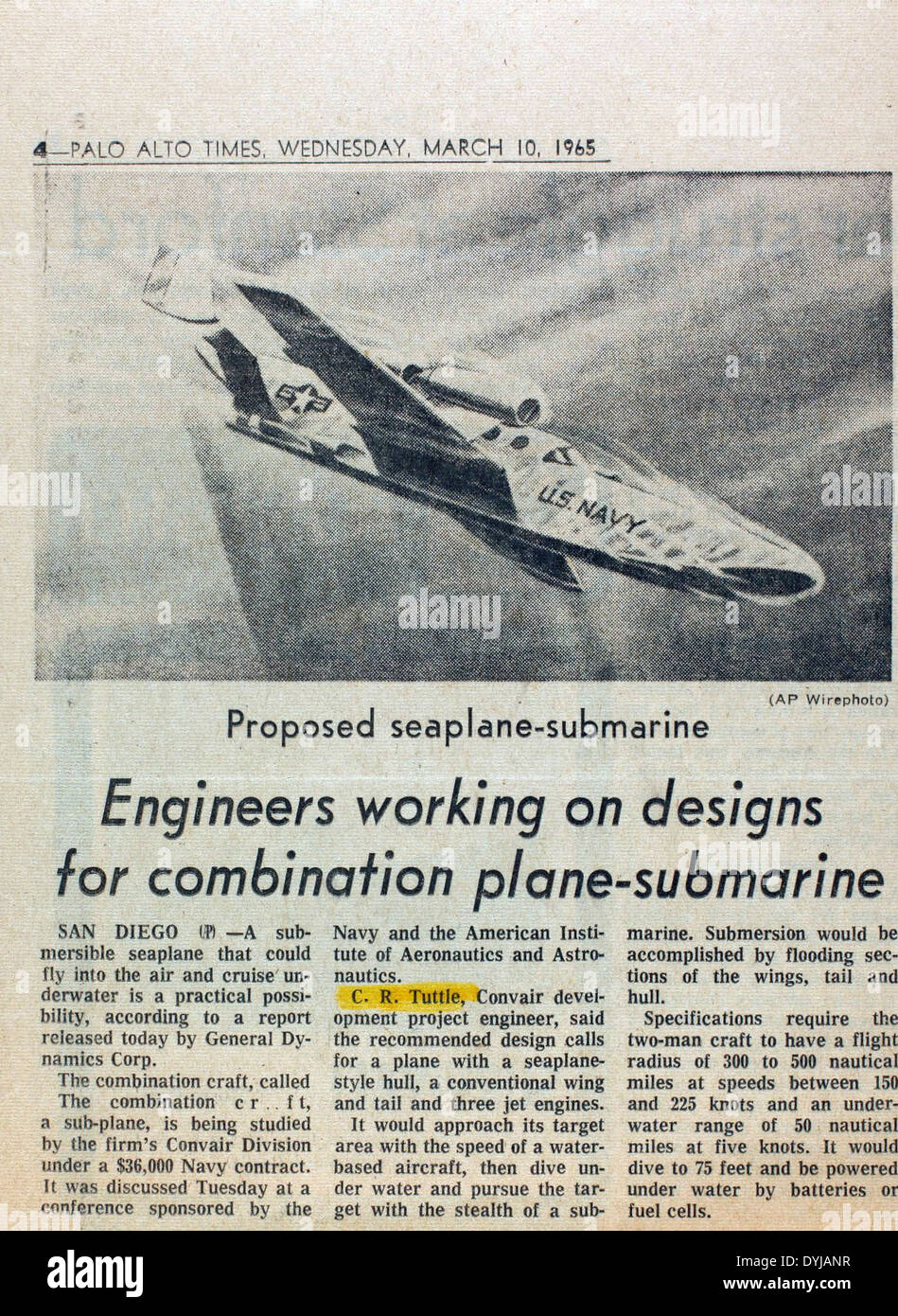 The Submersible Seaplane 001018, developed by General Dynamics, is an ...