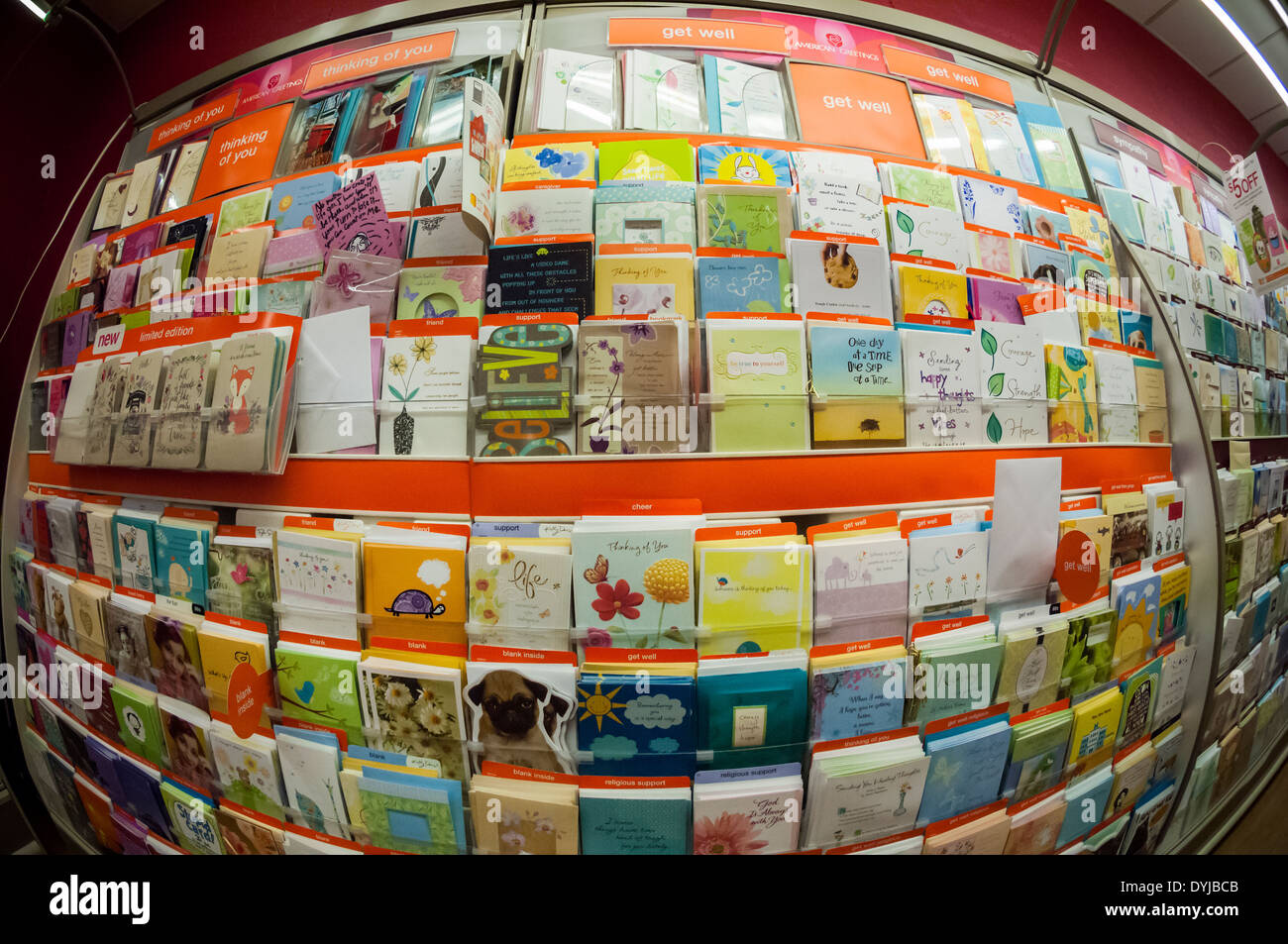 Greeting cards are seen in a a display in a store in New York on ...