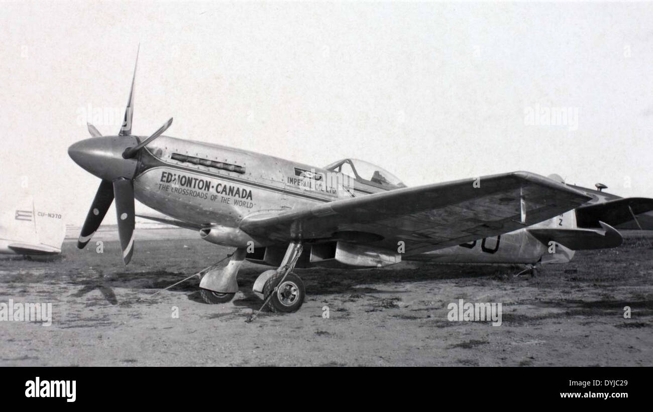 The Spitfire Mk XIV, registered CF-GMZ, achieved a speed of 359.565 mph ...