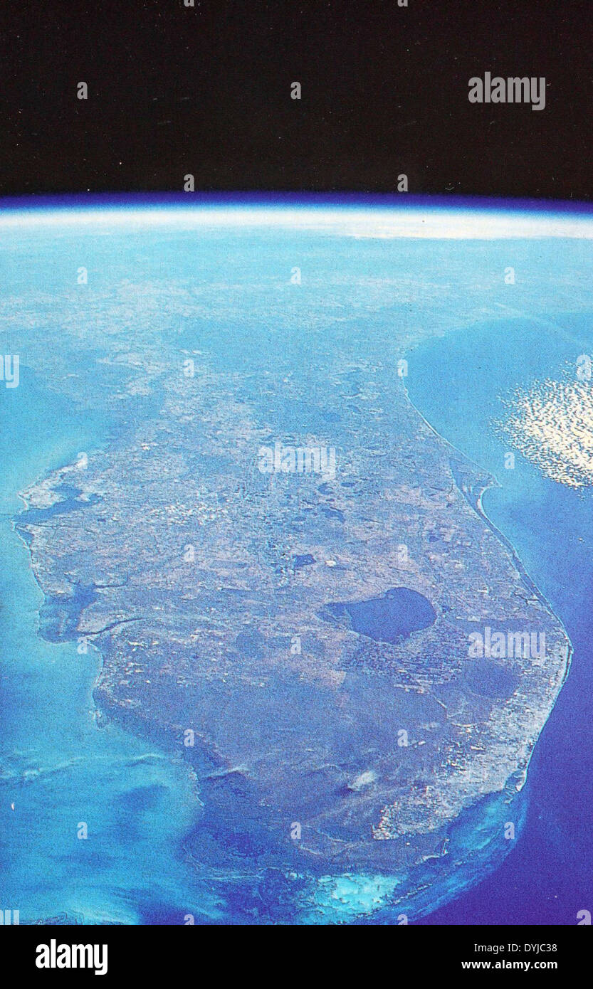 This image shows South Florida from orbit, captured by a satellite or ...