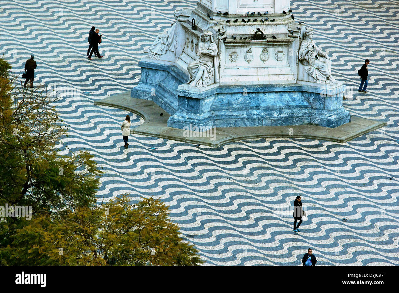 Distinctive undulating wave tiled cobblestones (calcada) pattern in ...