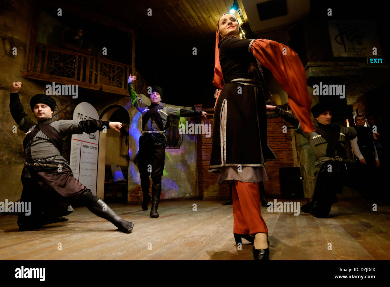 Traditional Caucasian folk dance show in "Shadow of Metekhi" restaurant ...