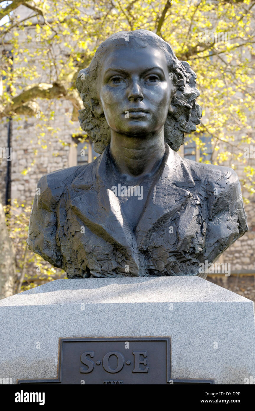 London, England, UK. Bust of Violette Szabo on the Special Operations ...