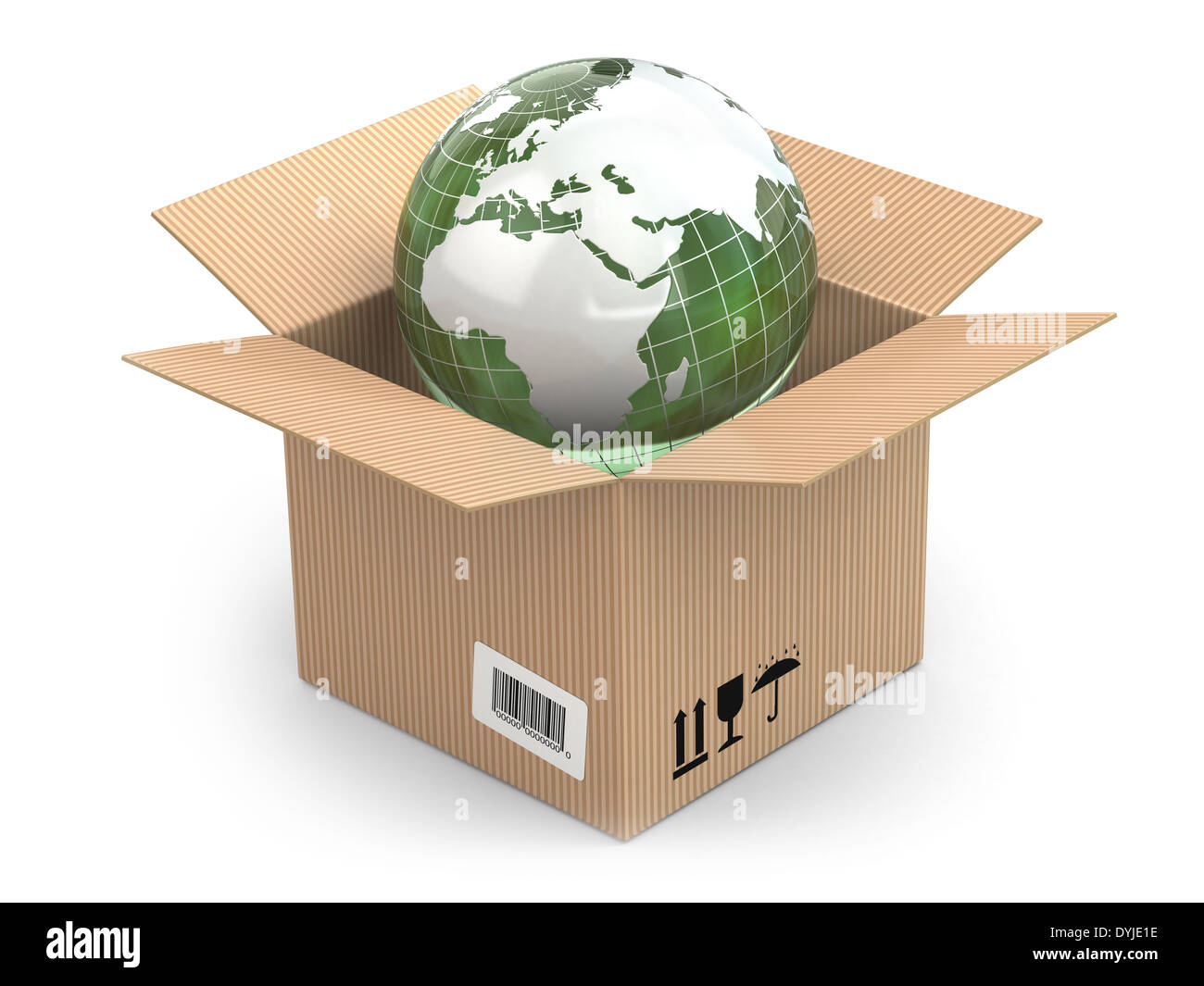 Earth in cardboard box on white isolated background. 3d Stock Photo - Alamy