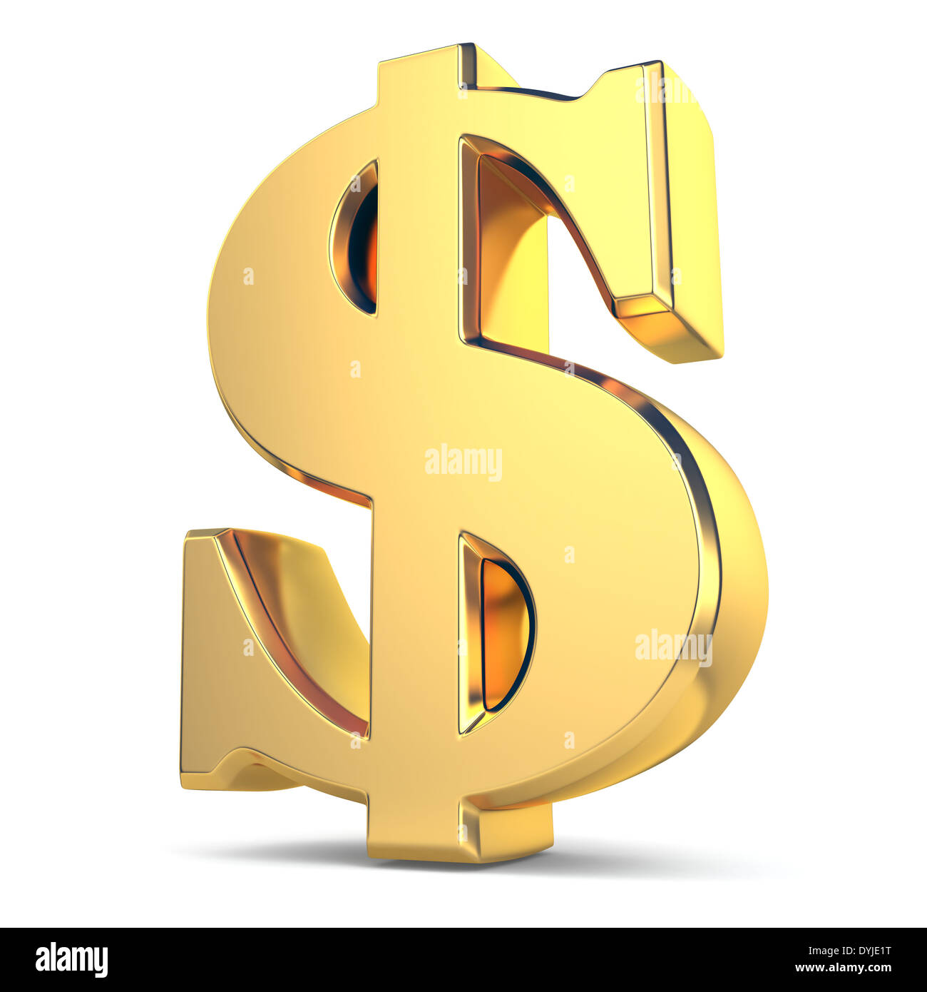 Golden dollar currency sign on white isolated background. 3d Stock ...