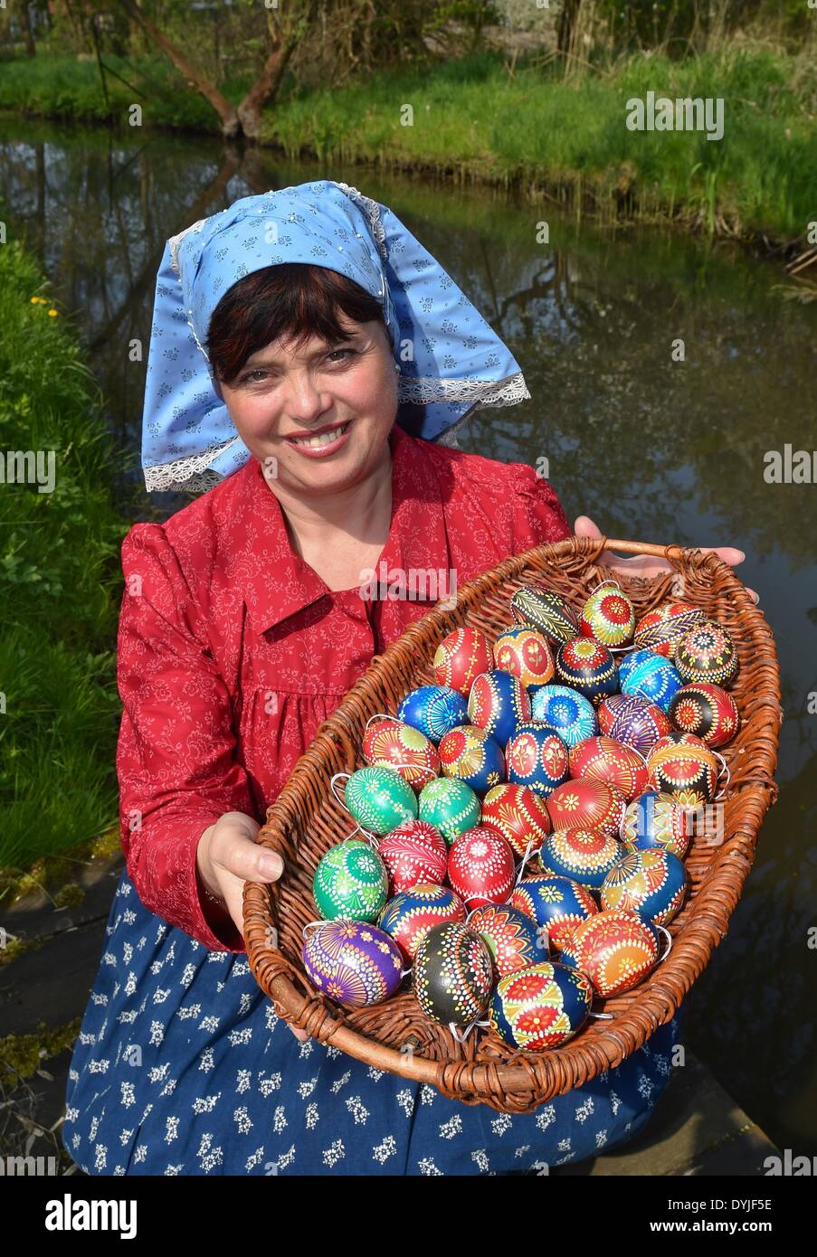 Martina Riedel, dressed in original attire from the Spreewald region ...