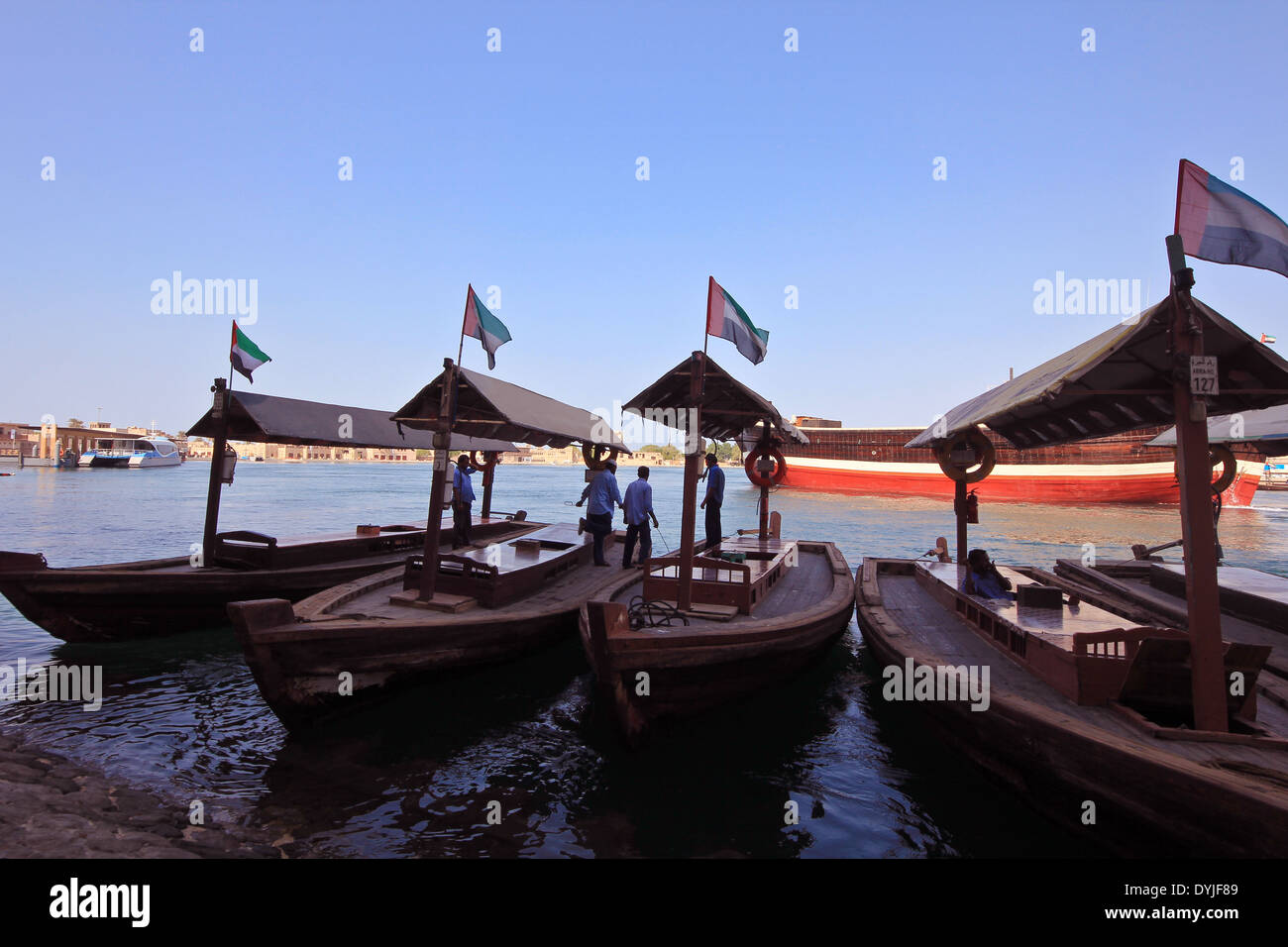 The abra, ferries crossing at Dubai Creek, Dubai, United Arab Emirates ...