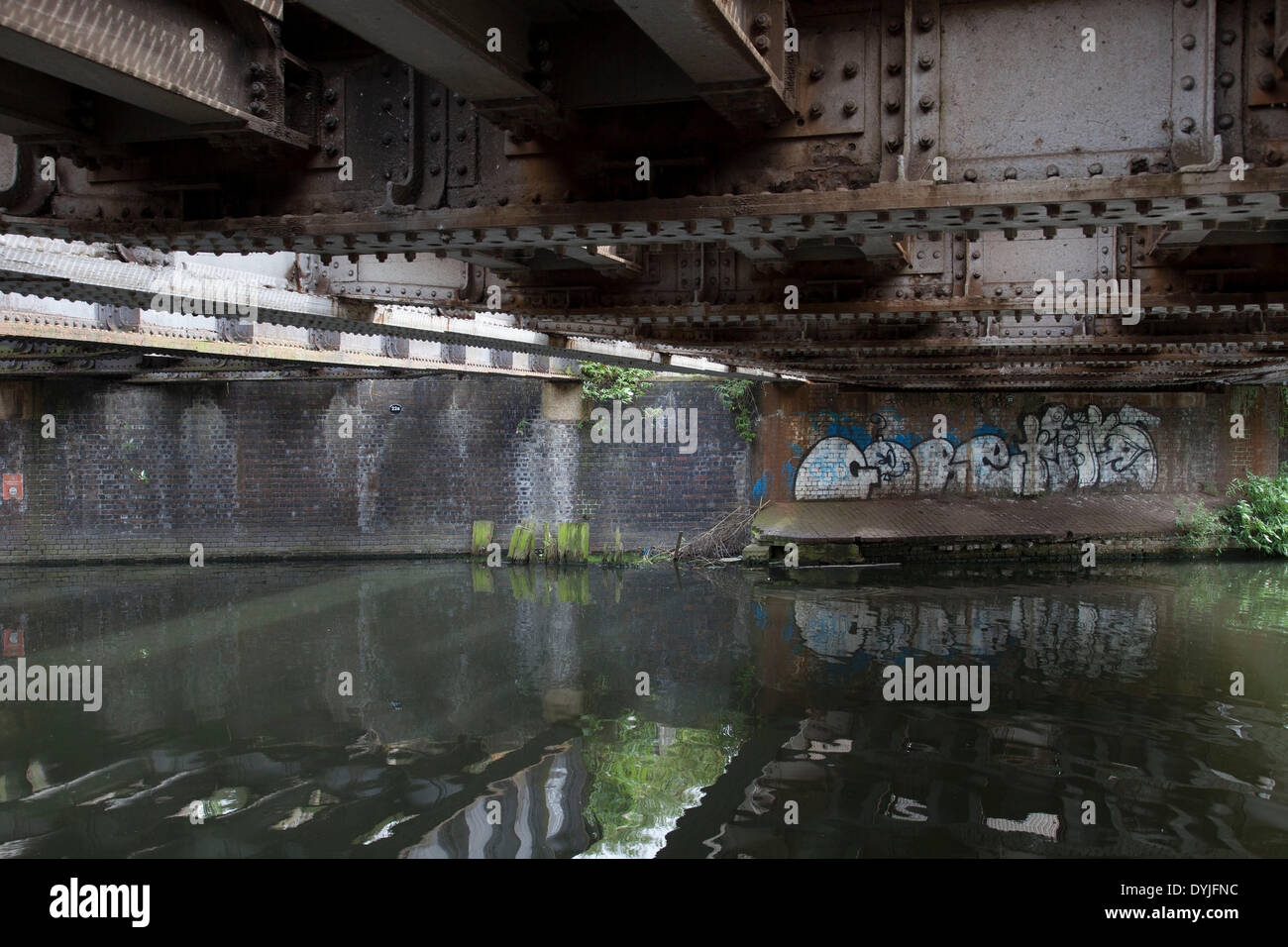 Scene along the Lea Navigational Canal in East London, UK. The River ...