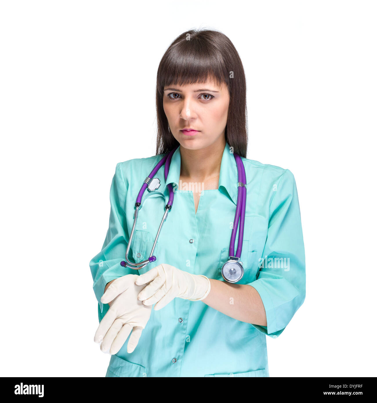 serious female medical doctor isolated Stock Photo - Alamy