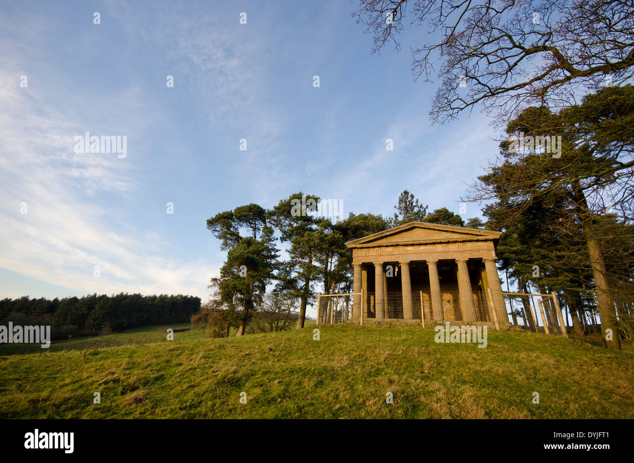 Replica of a folly in the shape of a Greek temple. Wychbury Hill ...