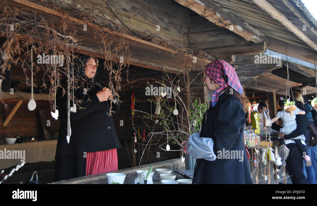 Stockholm. 19th Apr, 2014. People in traditonal costume attend the ...