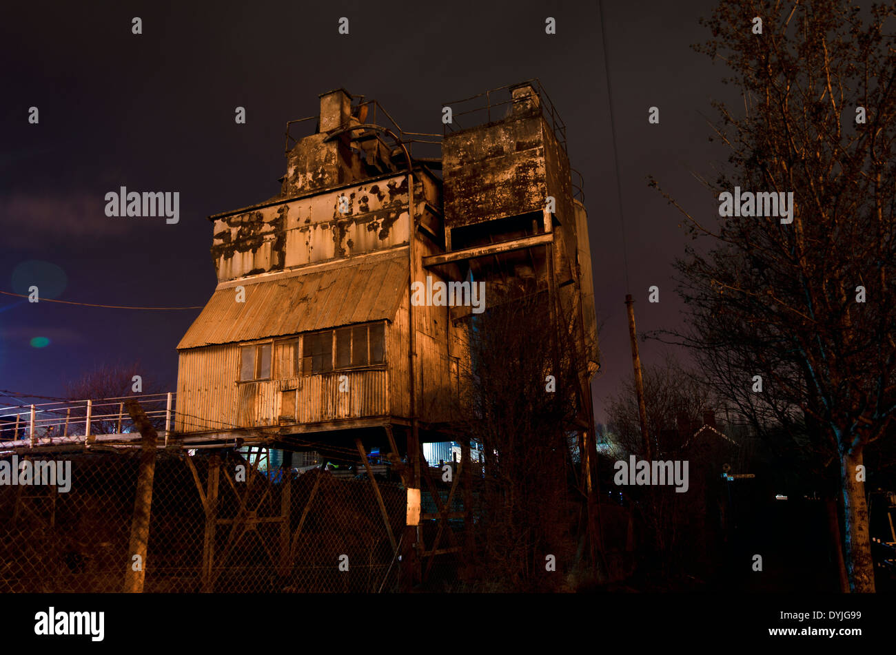 An old factory close to Dudley in the West Midlands UK. Shot at night ...