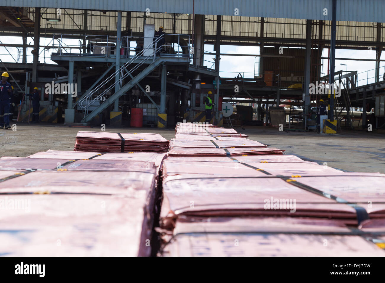 2 Ton copper cathode bundles are marked up in preparation for trucking ...