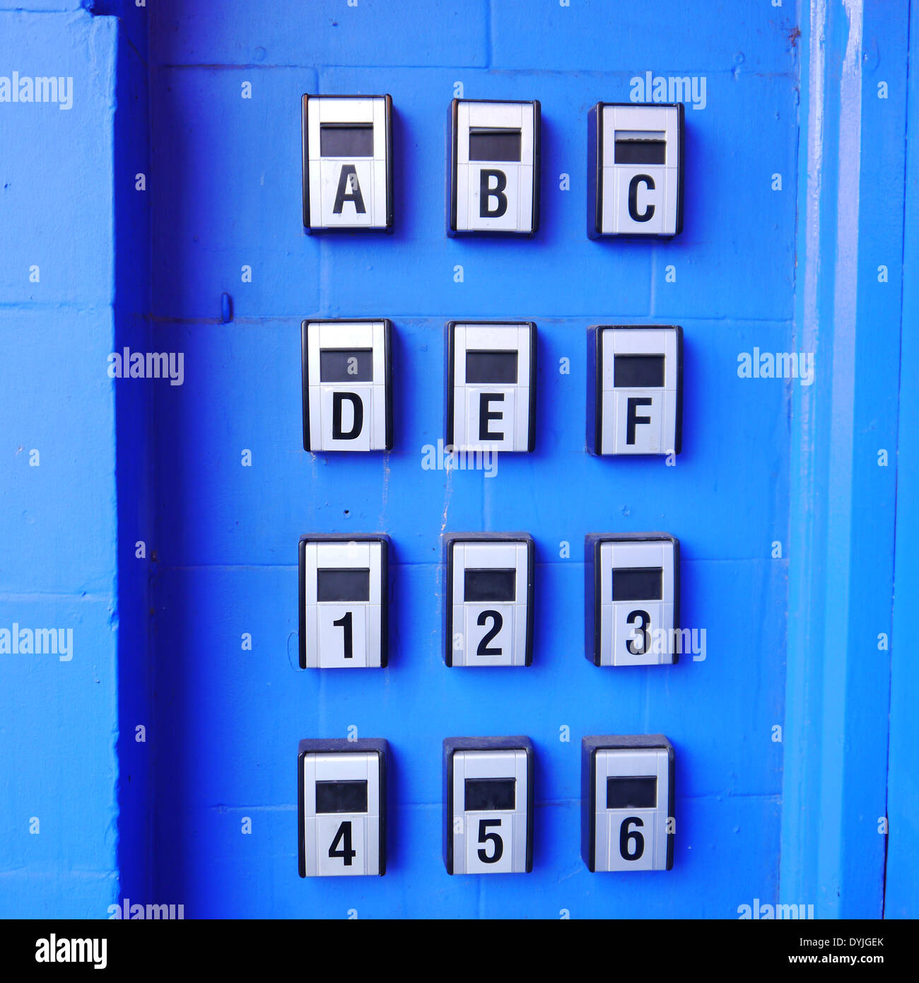 Abstract image of letters and numbers on flat / apartment intercom ...