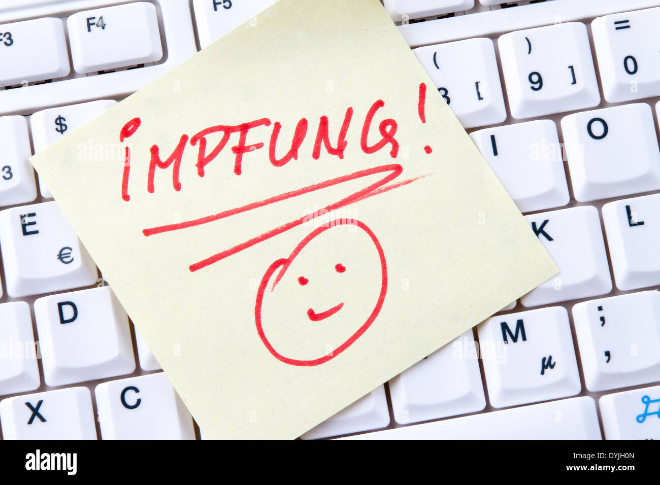 Die notiz impfen als erinnerung fuer eine impfung hi-res stock ...