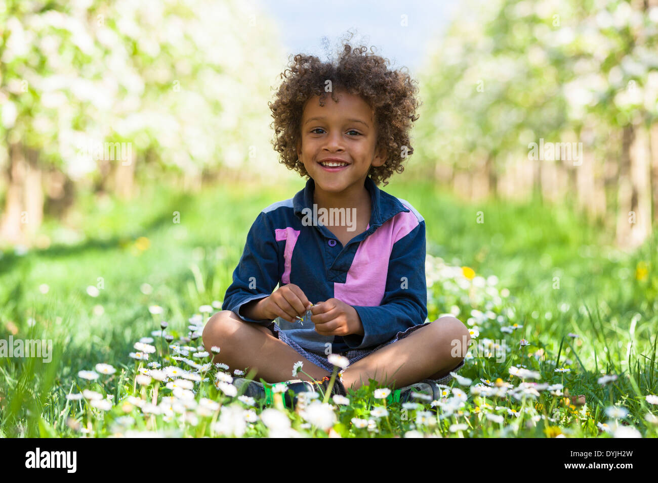 Cute african american little boy playing outdoor - Black people Stock ...