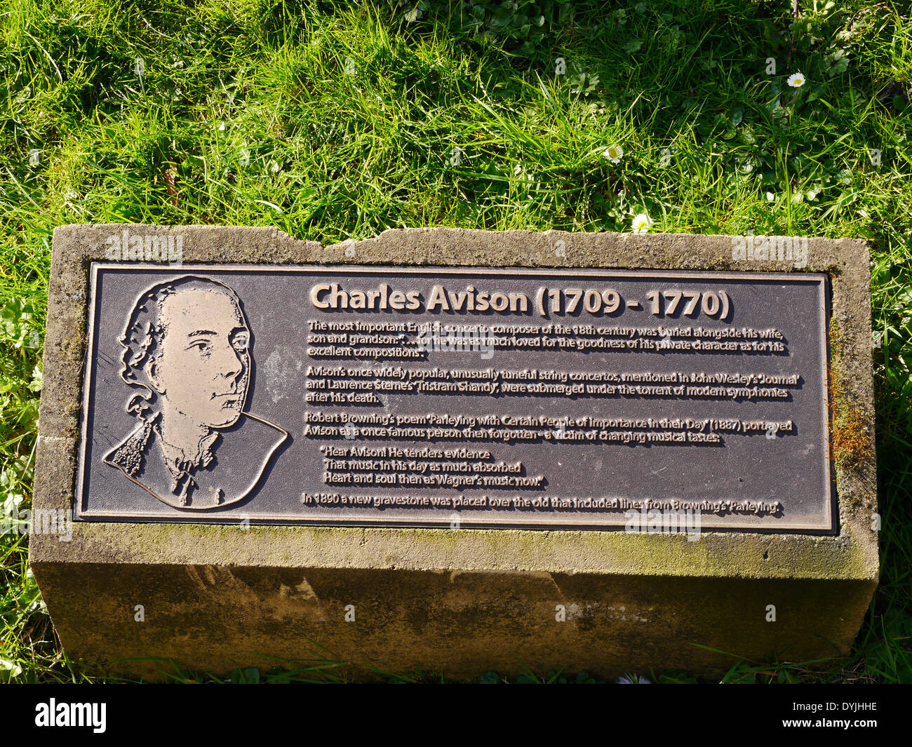 Memorial plaque to Charles Avison, composer, Parish Church of St ...