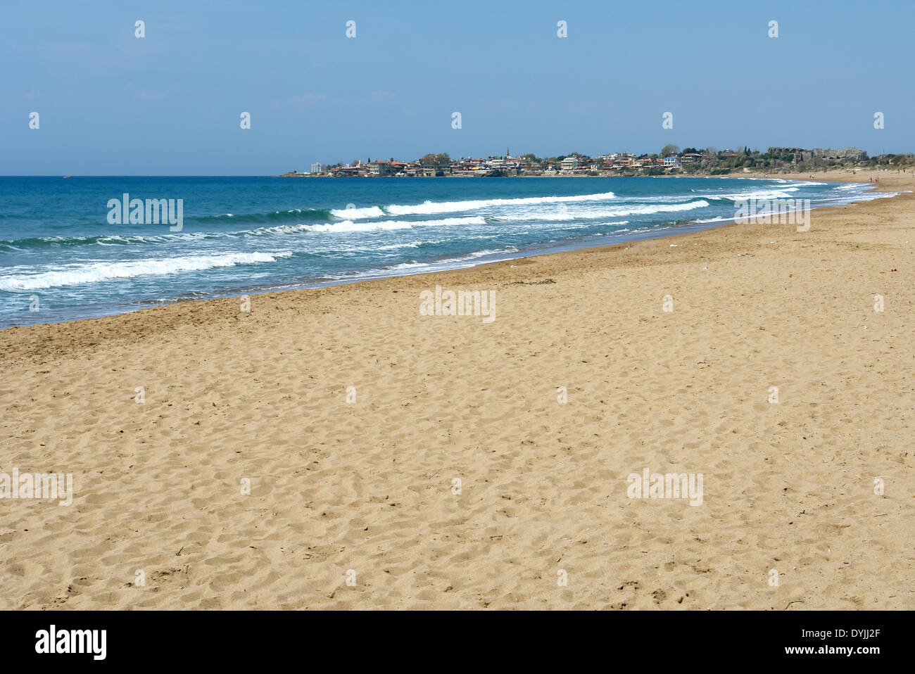Beach in Side, Anatolian coast Mediterranean sea of Turkey Stock Photo ...