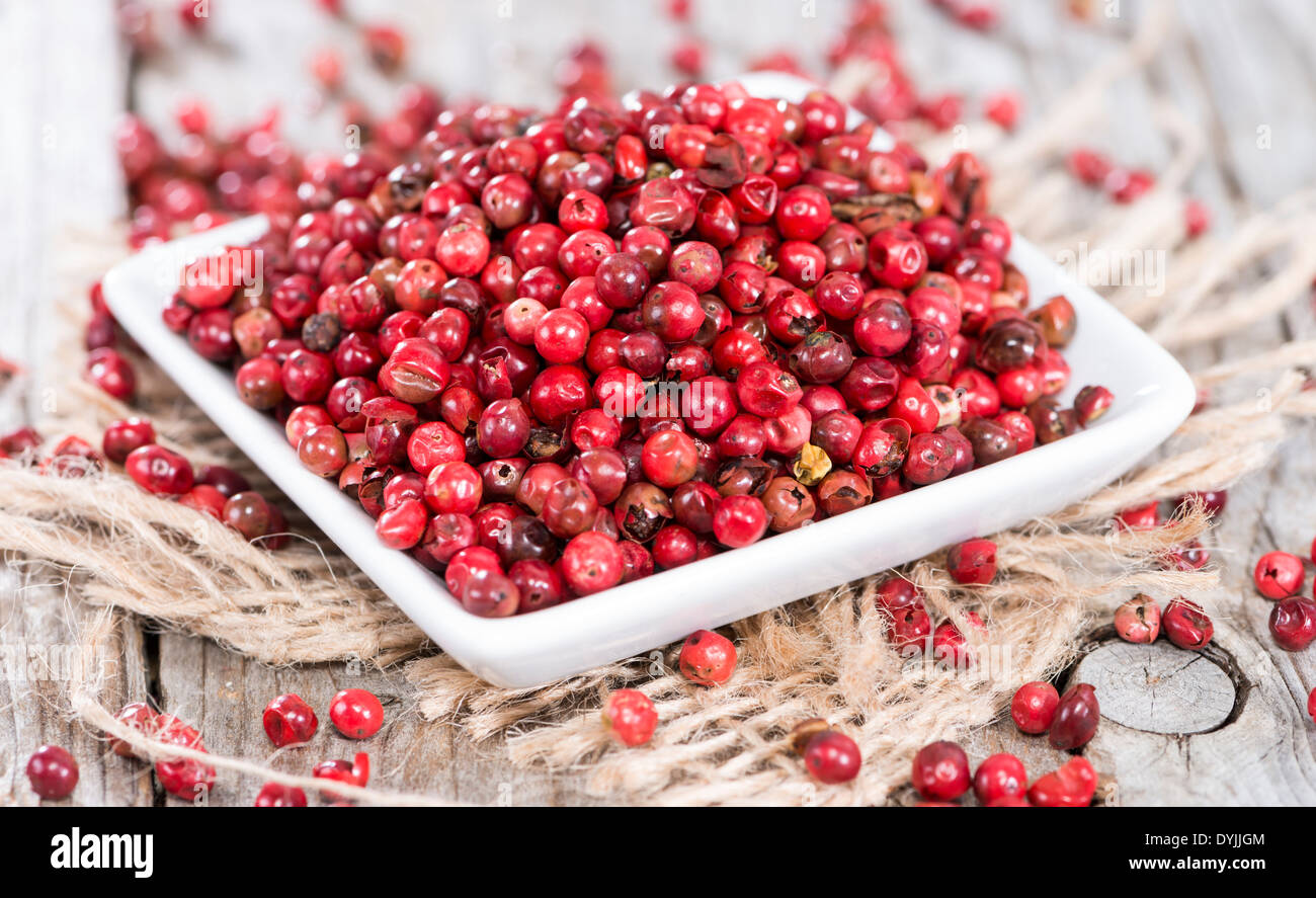 Small portion of dried Pink Peppercorns (close-up shot Stock Photo - Alamy