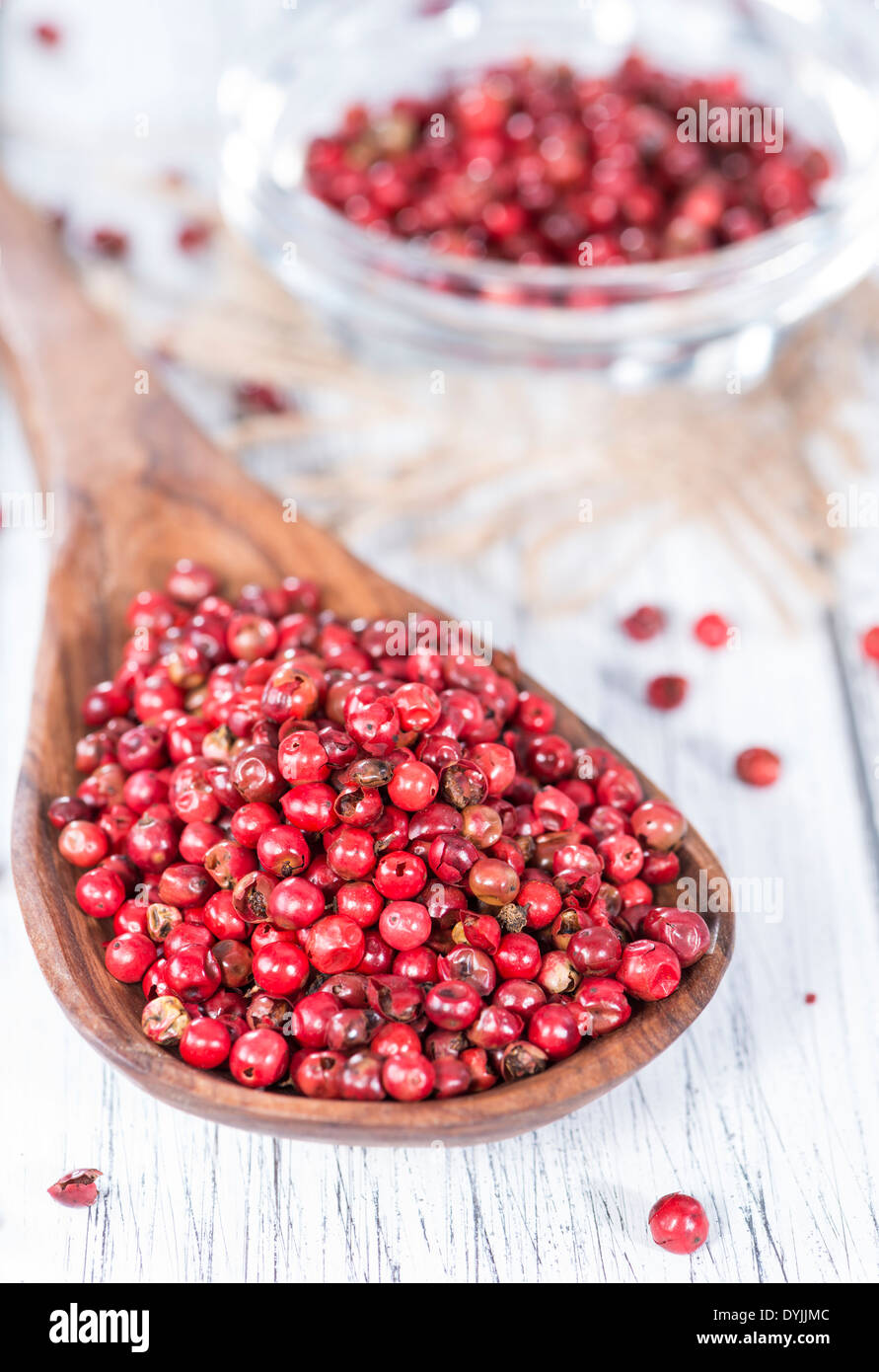 Small portion of dried Pink Peppercorns (close-up shot Stock Photo - Alamy