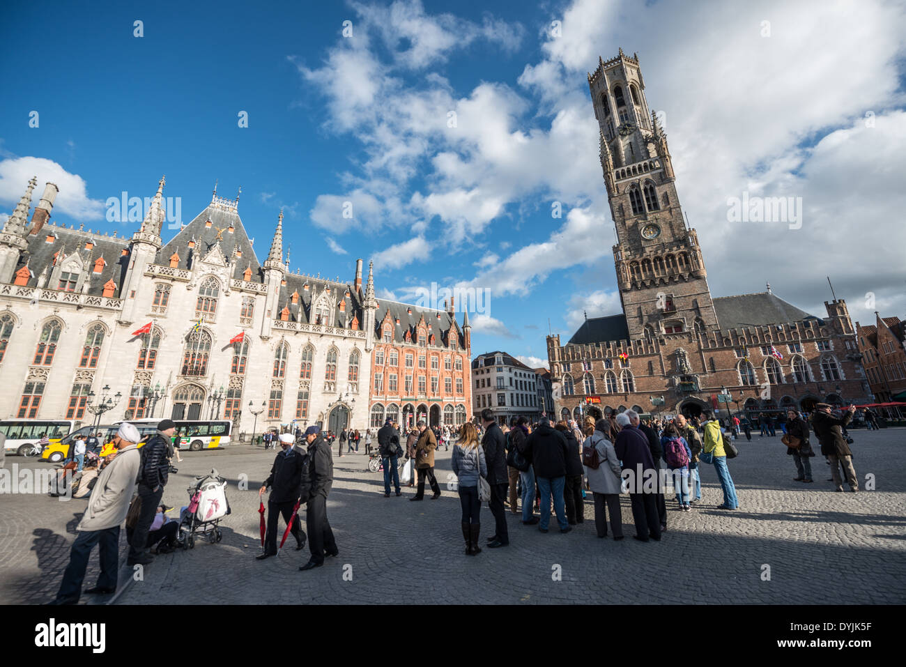 BRUGES, Belgium - People gather in the Markt (Market Square) in the ...