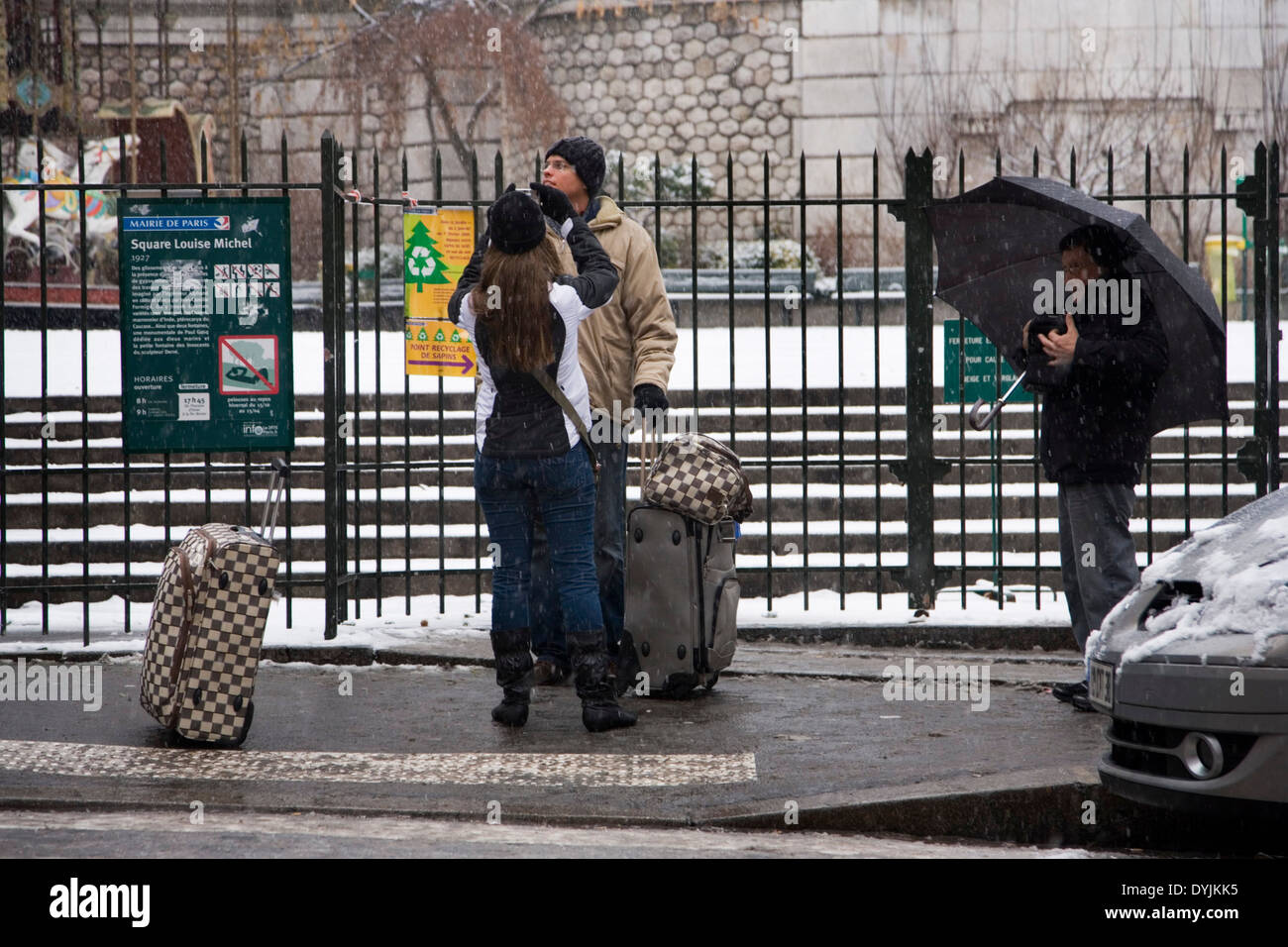 Montmartre, Paris in heavy snow. Rare winter conditions. Montmartre ...