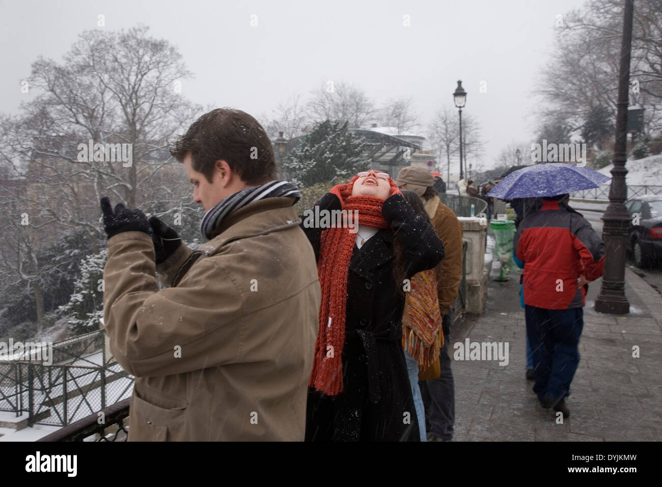 Montmartre, Paris in heavy snow. Rare winter conditions. Montmartre ...