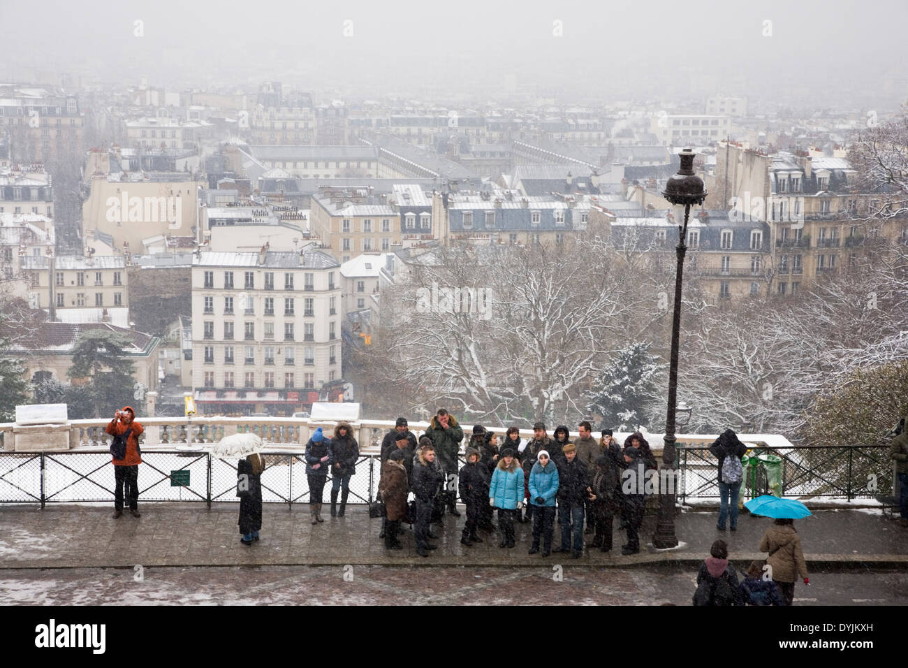 Montmartre, Paris in heavy snow. Rare winter conditions. Montmartre ...
