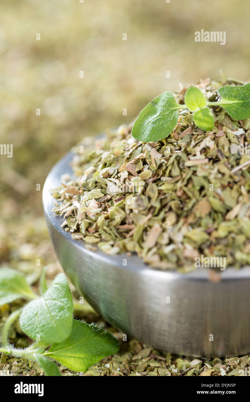 Portion of shredded Oregano (detailed close-up shot Stock Photo - Alamy