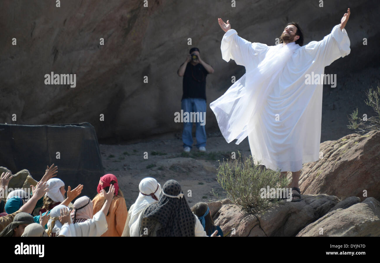April 19, 2014, Aqua Dulce Ca. Actor Jonathan Moore plays Jesus Christ ...