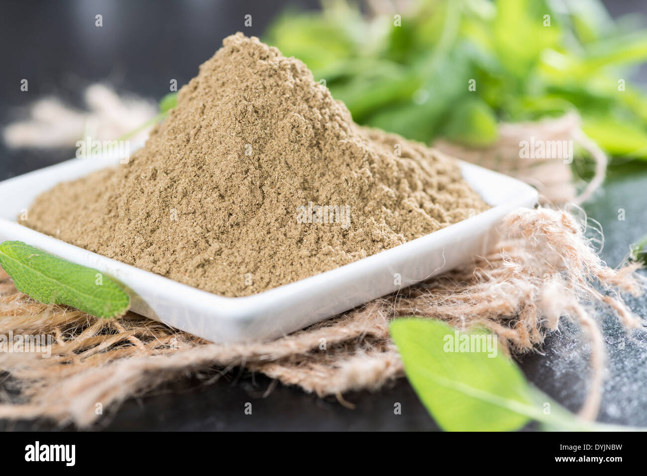 Portion of Sage Powder on a small plate Stock Photo - Alamy