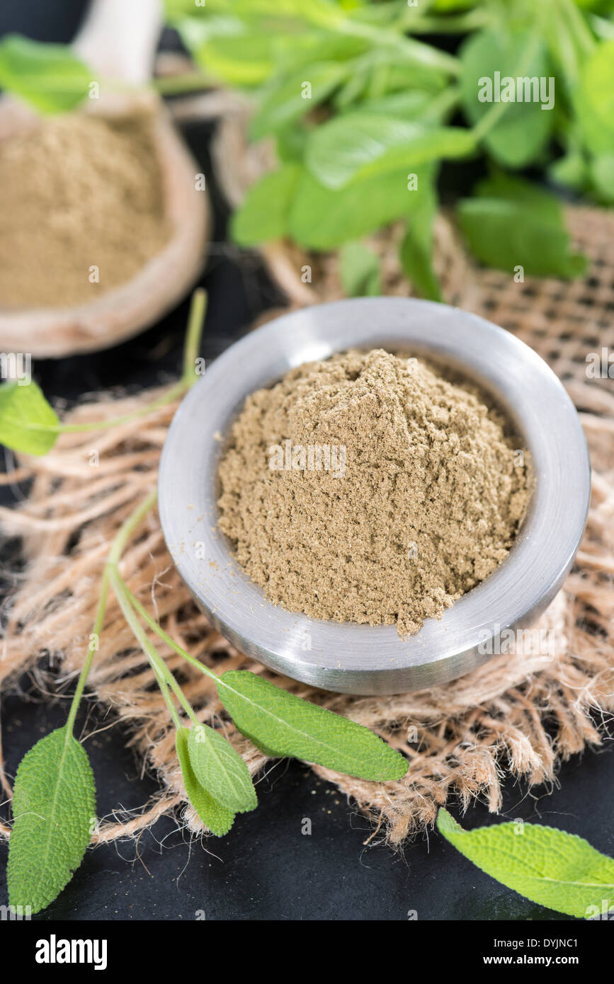 Small portion of Sage Powder (close-up shot Stock Photo - Alamy