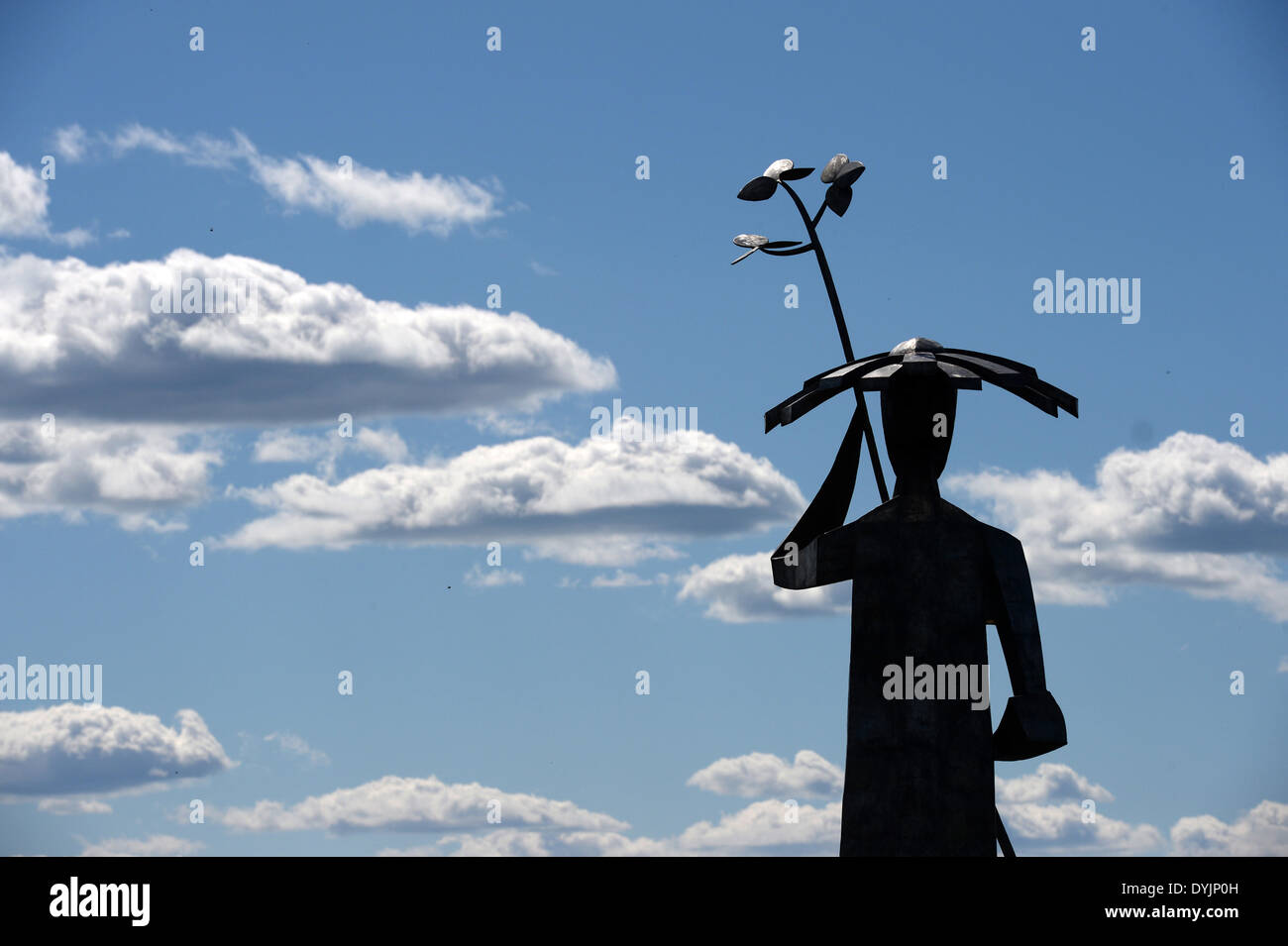 Premnitz, Germany. 16th Apr, 2014. Clouds move in the sky above a ...