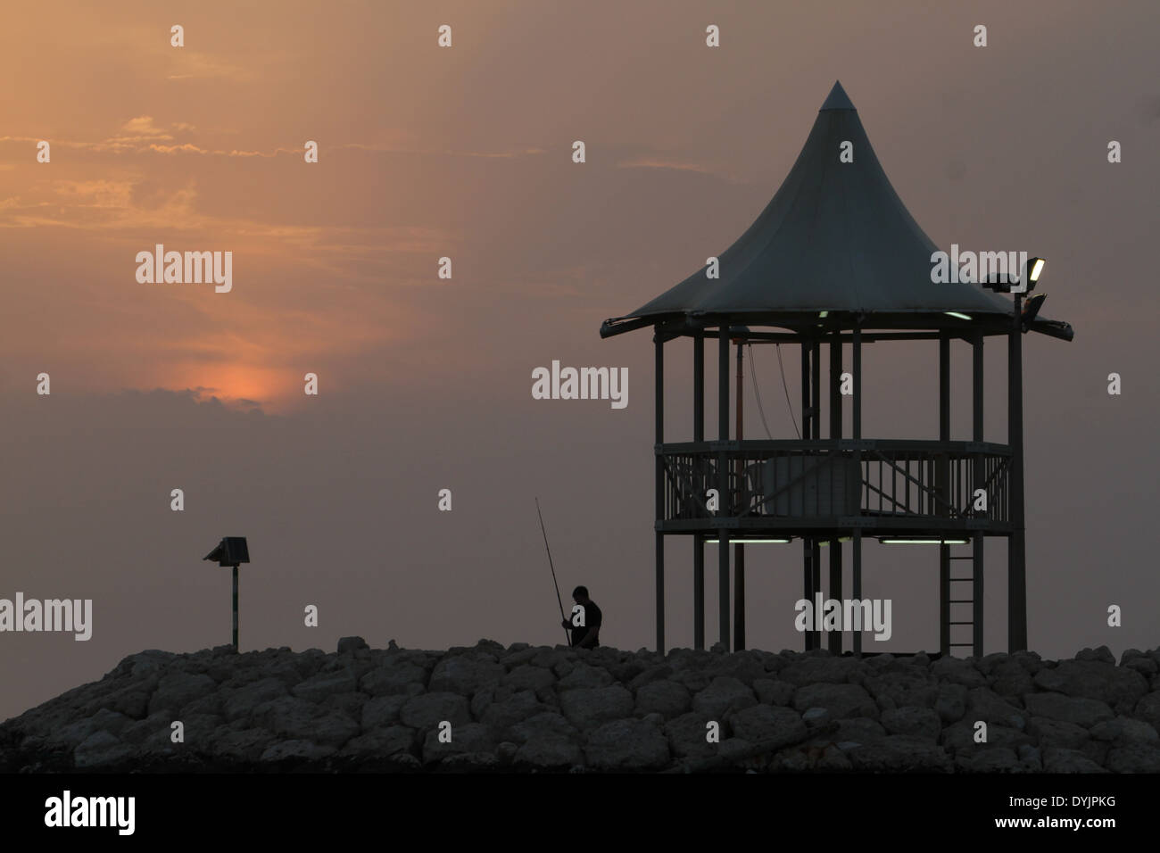 Dukhan, Qatar. April 18 2014. Sunset by the Dukhan seaside in north ...