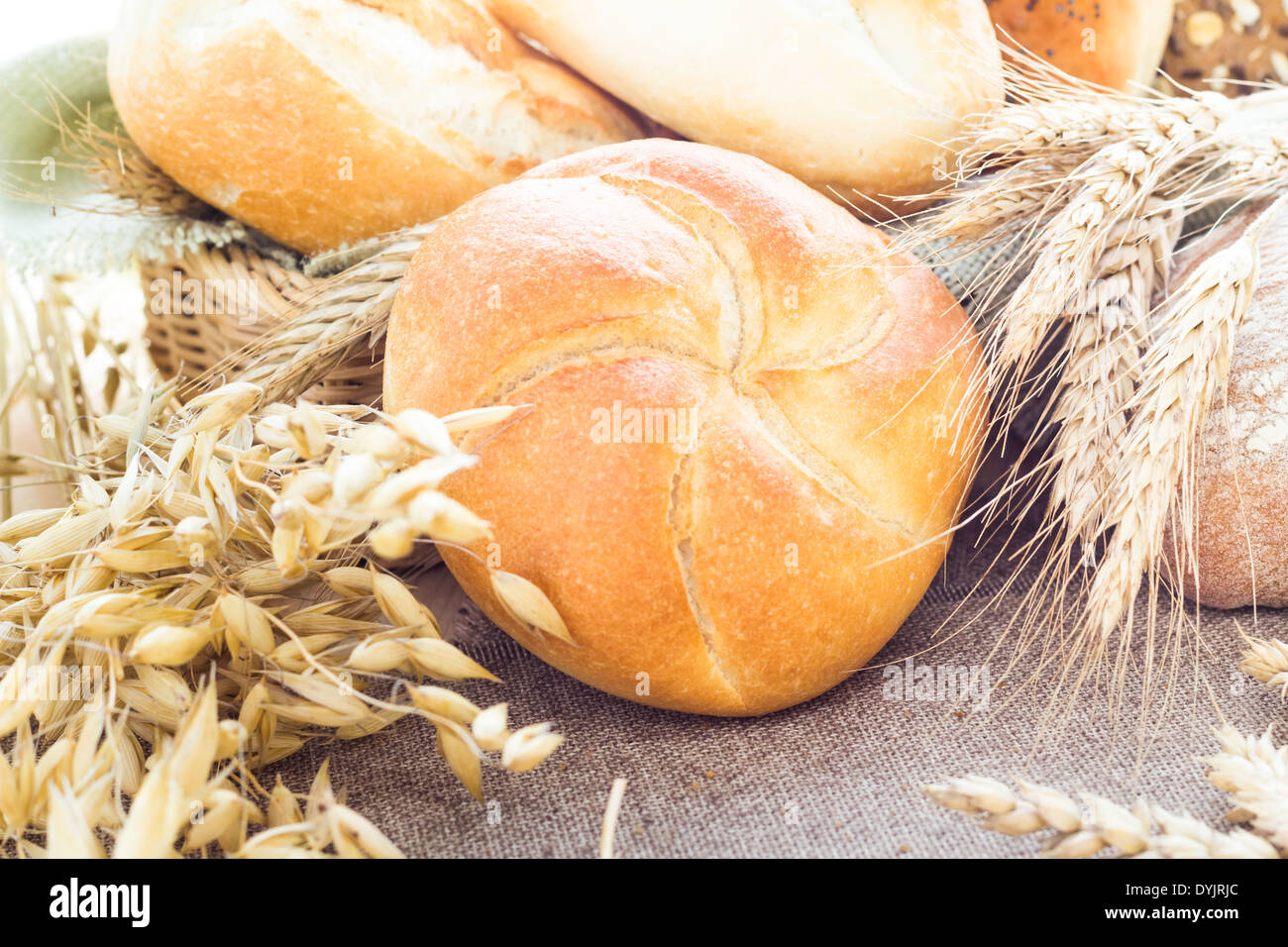 Composition of fresh bread and crispy rolls Stock Photo - Alamy