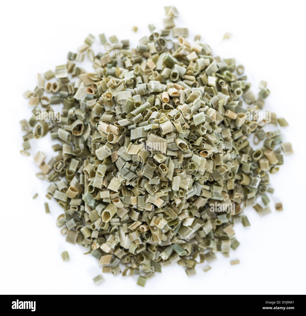 Small portion of dried Chive (isolated on white background Stock Photo ...