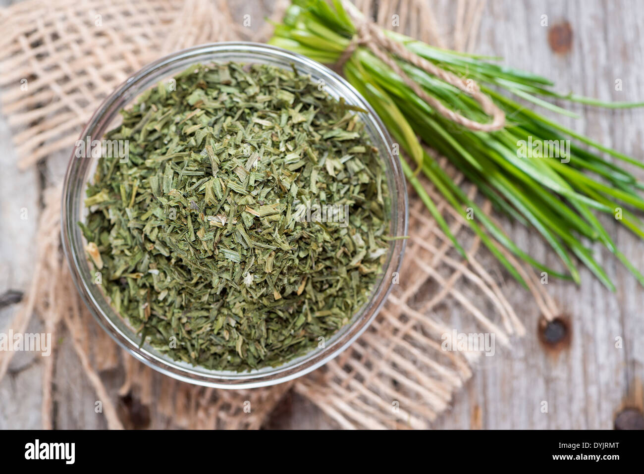 Portion of dried Chive (in a bowl) als close-up shot Stock Photo - Alamy