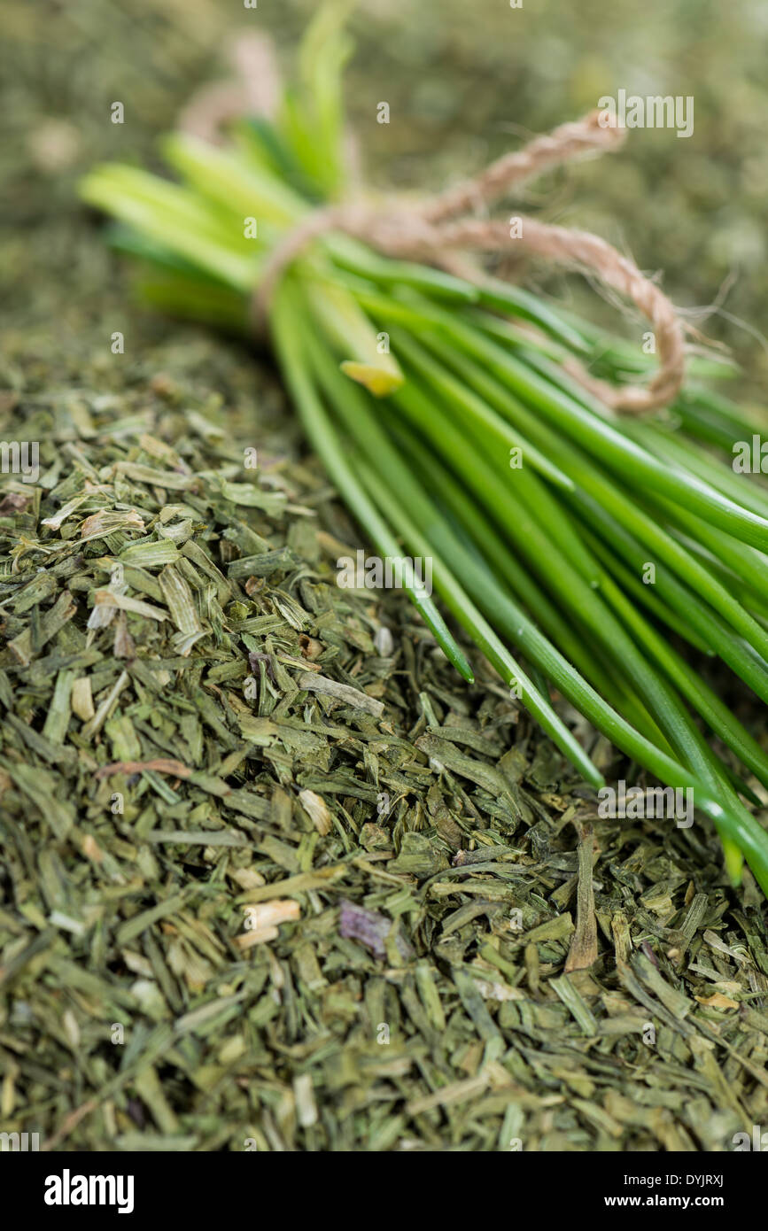 Dried Chive (shredded) as detailed studio shot Stock Photo - Alamy