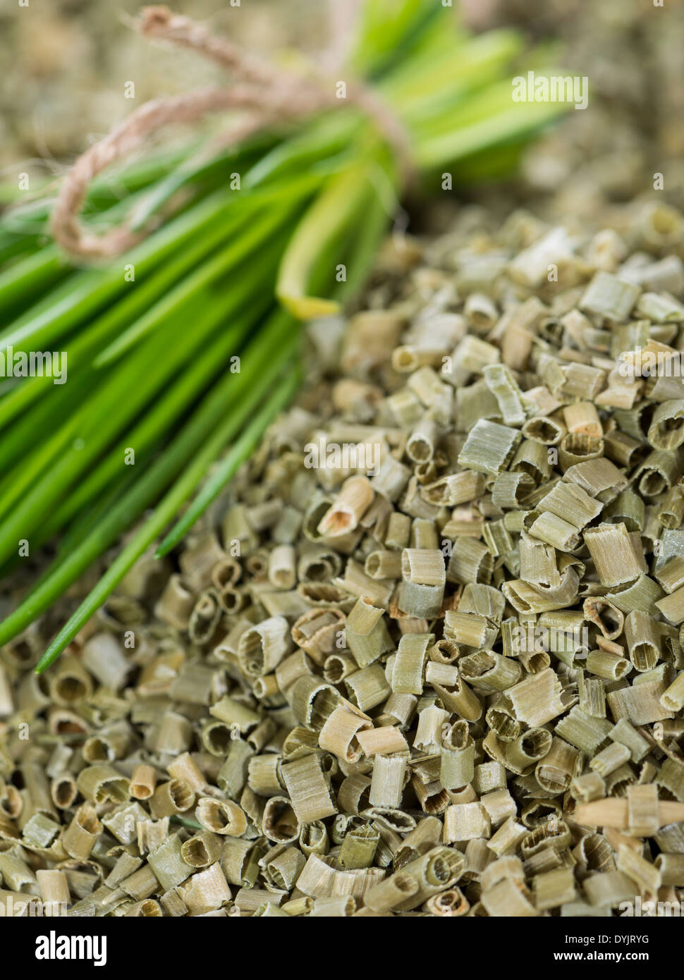 Dried Chive (shredded) as detailed studio shot Stock Photo - Alamy